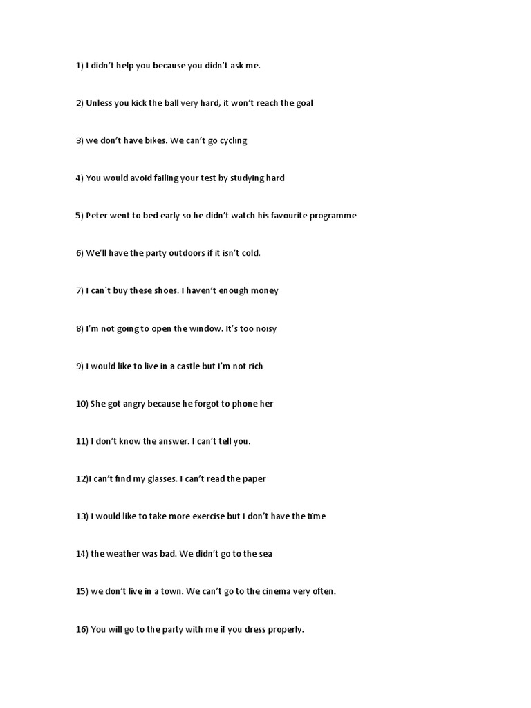 Rephrasing Conditional Sentences | PDF