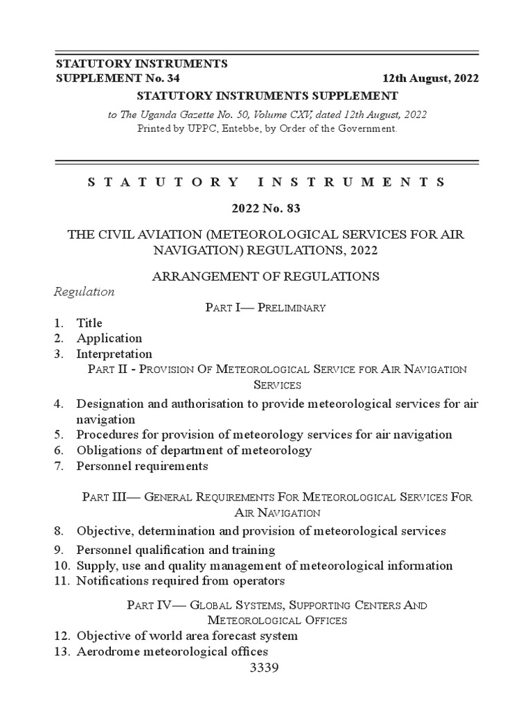 Civil Aviation (Meteorological Services For Air Navigation) Regulations, 2022 | Download Free ...