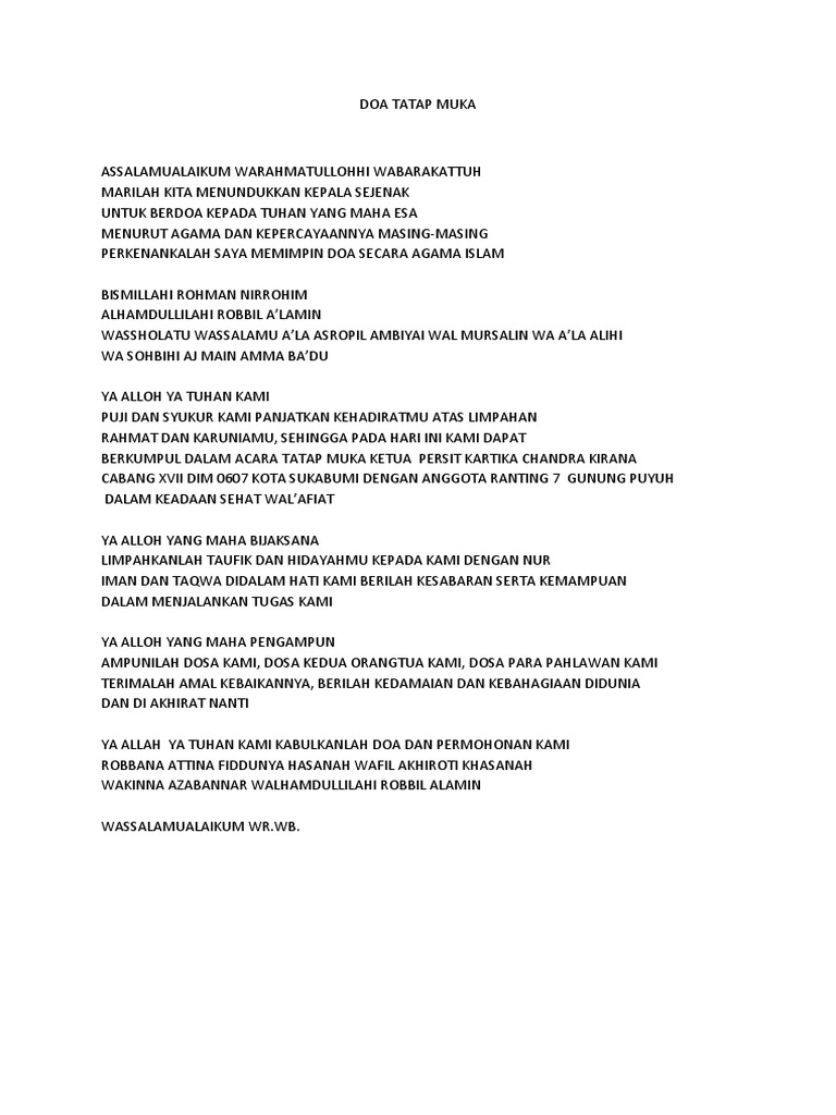 Doa Tatap Muka Ranting | PDF