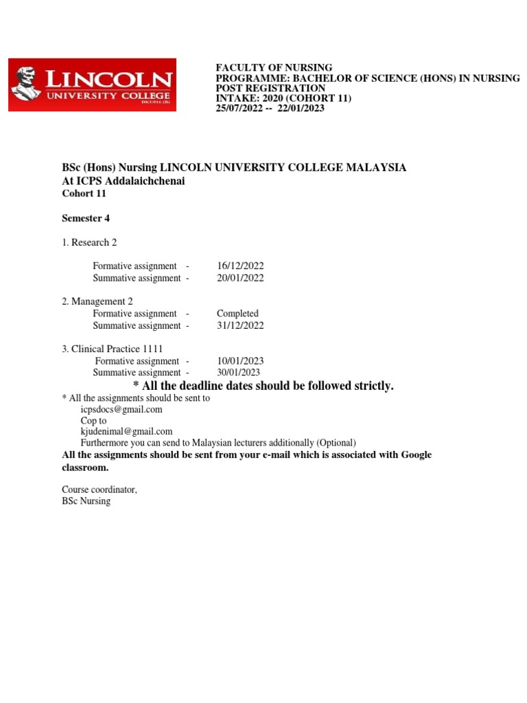 Assignment Deadline Sem 4 | PDF