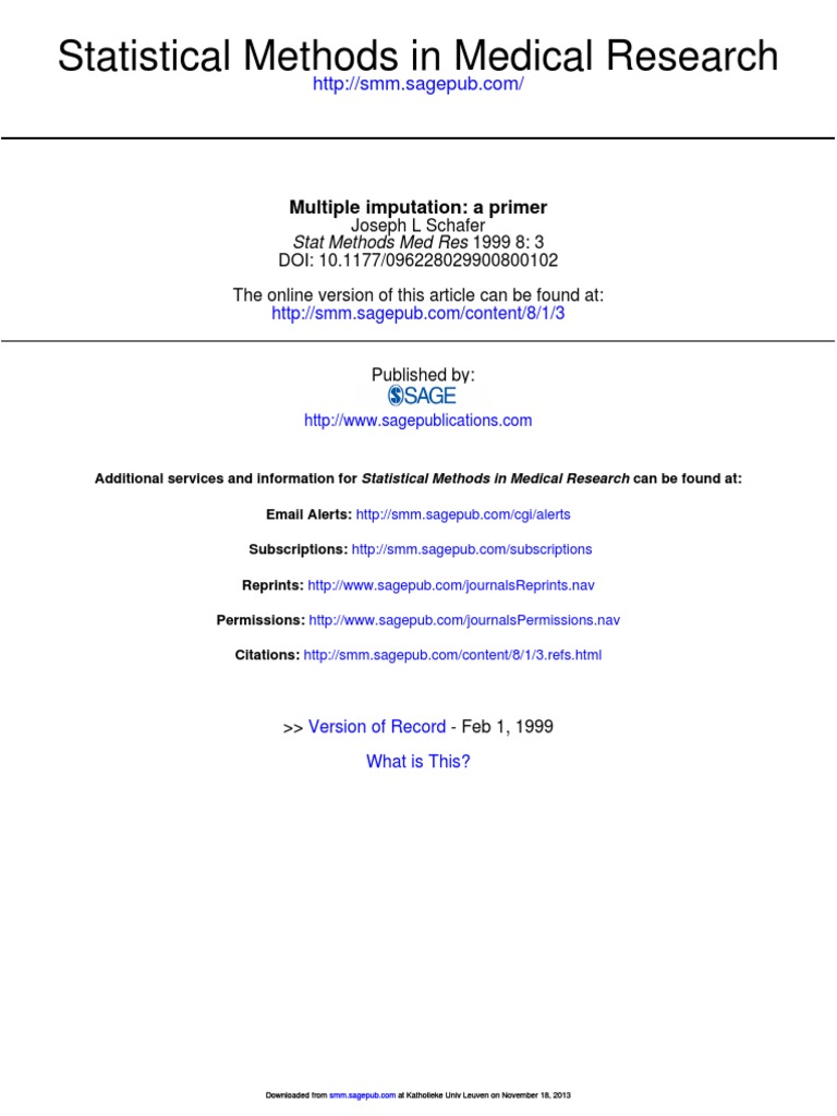 Schafer SMMR 1999 MI Primer | PDF | Bayesian Inference | Statistical Inference