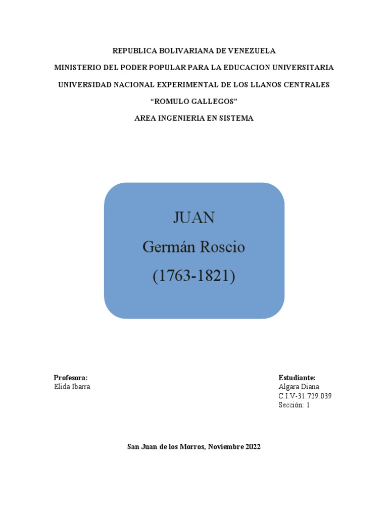 Informe Juan German Roscio | PDF | América del Sur