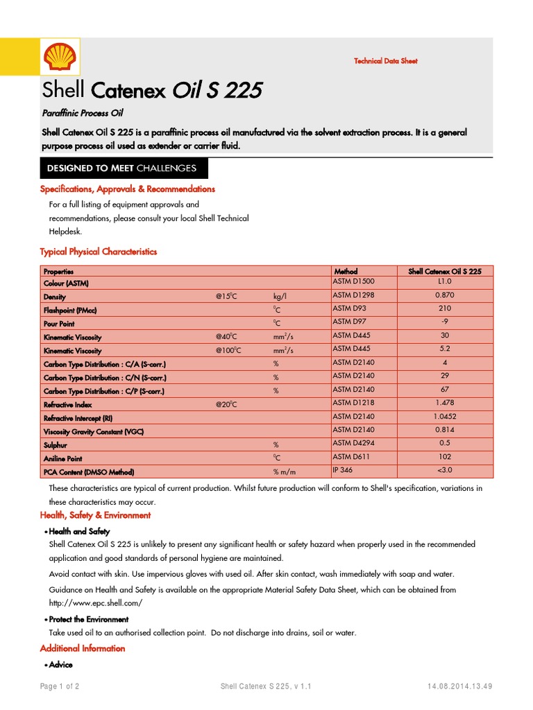 TDS - Cartenex S 225 | PDF | Water | Viscosity