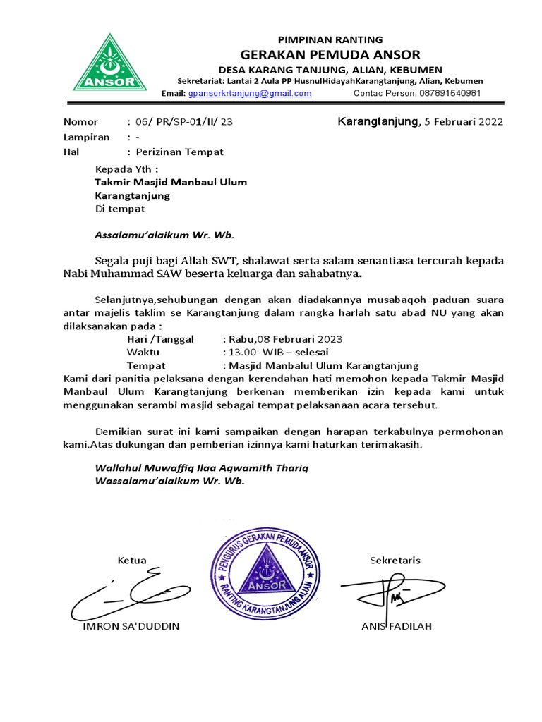 Surat Perizinan Tempat | PDF