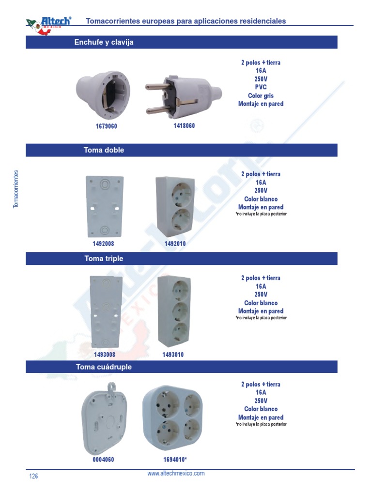 Catalogo Clavijas | PDF | Enchufes y tomas de corriente alterna | Electricidad