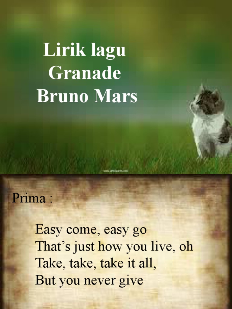 Lirik Lagu Bruno Mars Grenade | PDF | Art | Poetry