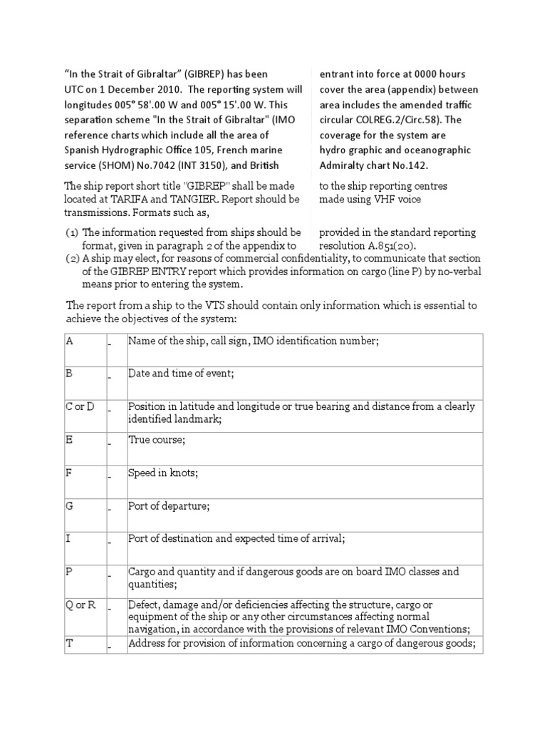 "In The Strait of Gibraltar" (GIBREP) | PDF | Transport | Shipping