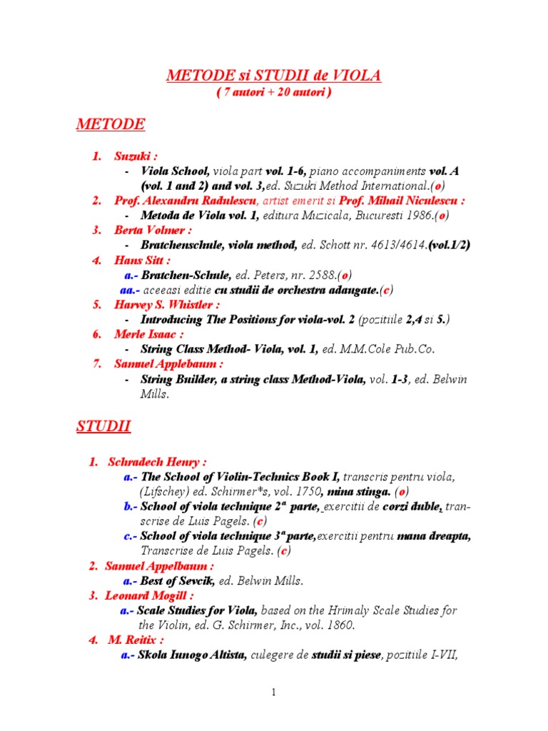 Viola 1 Metode Si Studii | Download Free PDF | Viola | Baroque Music