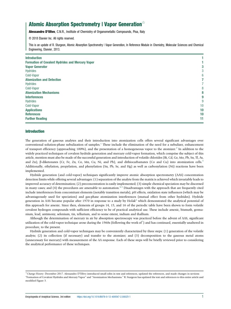 Cold Vapor Hydride Generator | PDF | Atomic Absorption Spectroscopy ...