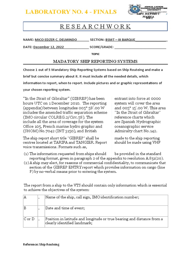 Mandatory Ship Reporting System in the Strait of Gibraltar (GIBREP ...