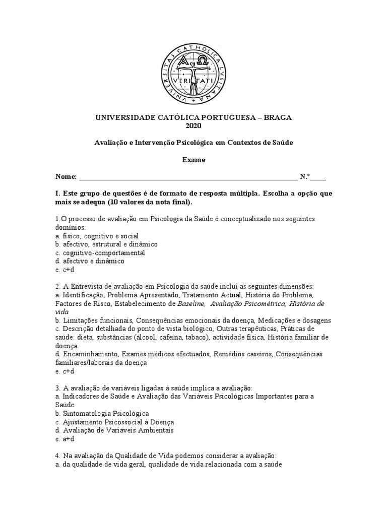 Exame Apcs 2020 Pdf Psicologia Câncer 