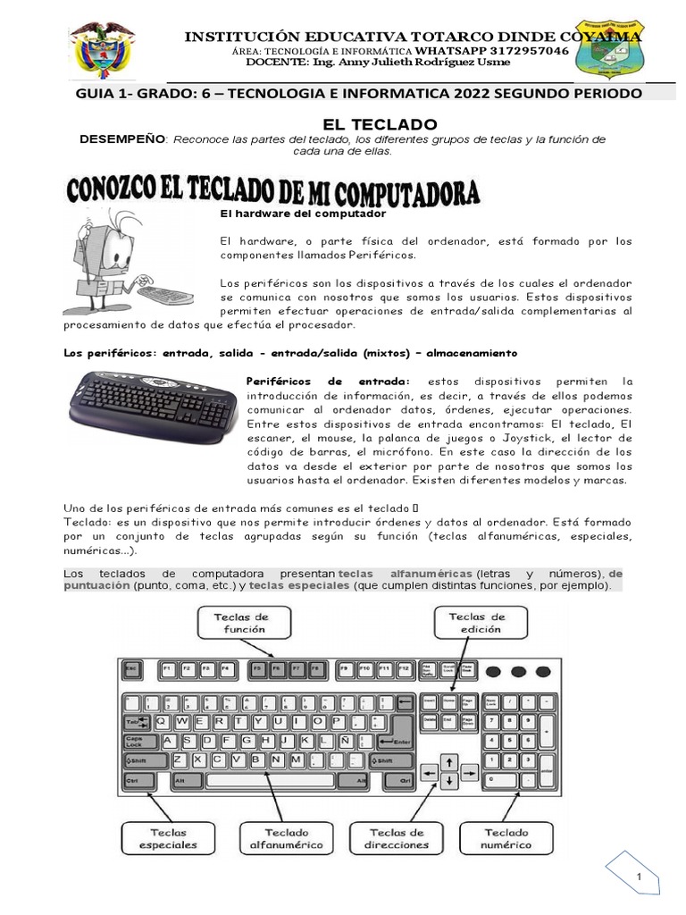 Guia 1 - Sexto Segundo Periodo Tecnologia e Informatica 2022 | PDF | Periférico | Hardware de la ...