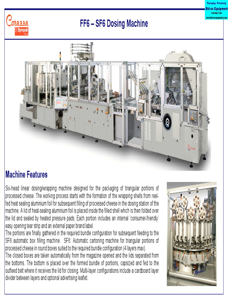 FF6 SF6 Dosing Machine for Cheese Packaging | PDF | Applied And ...