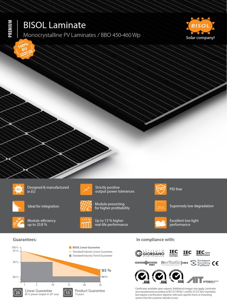 BISOL Laminate BBO M6 EN | PDF | Pallet | Electric Power