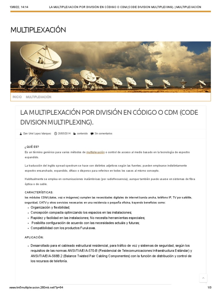 La Multiplexación Por División en Código o CDM (Code Division ...
