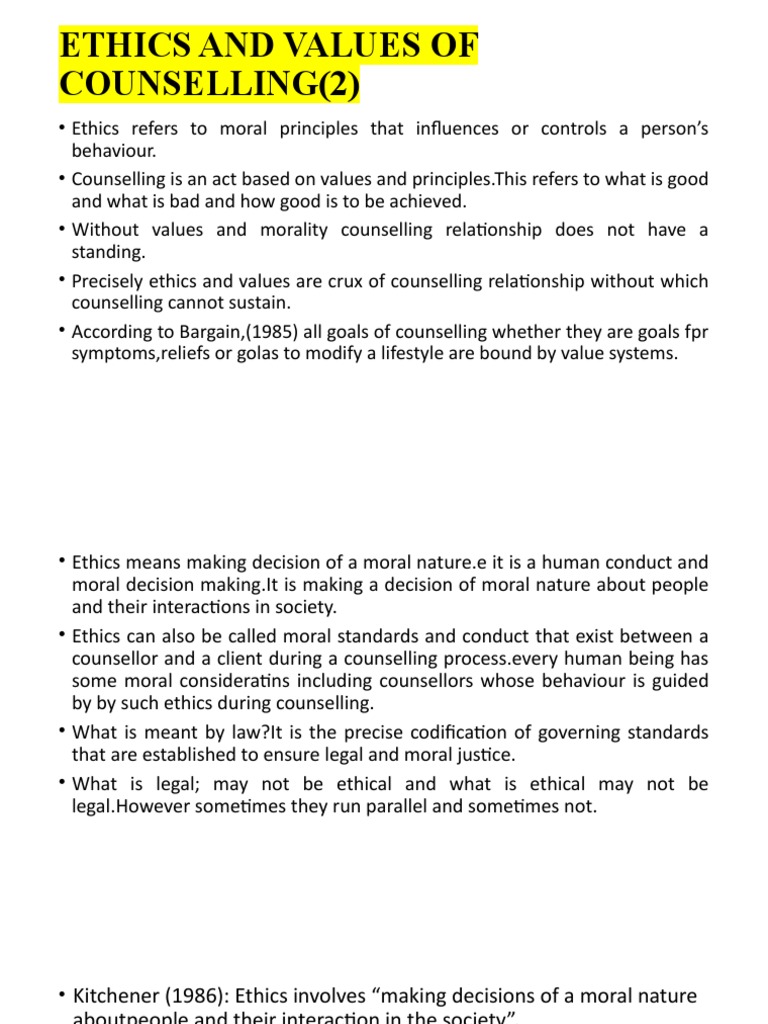 Ethics and Values of Counselling | PDF | Autonomy | Morality