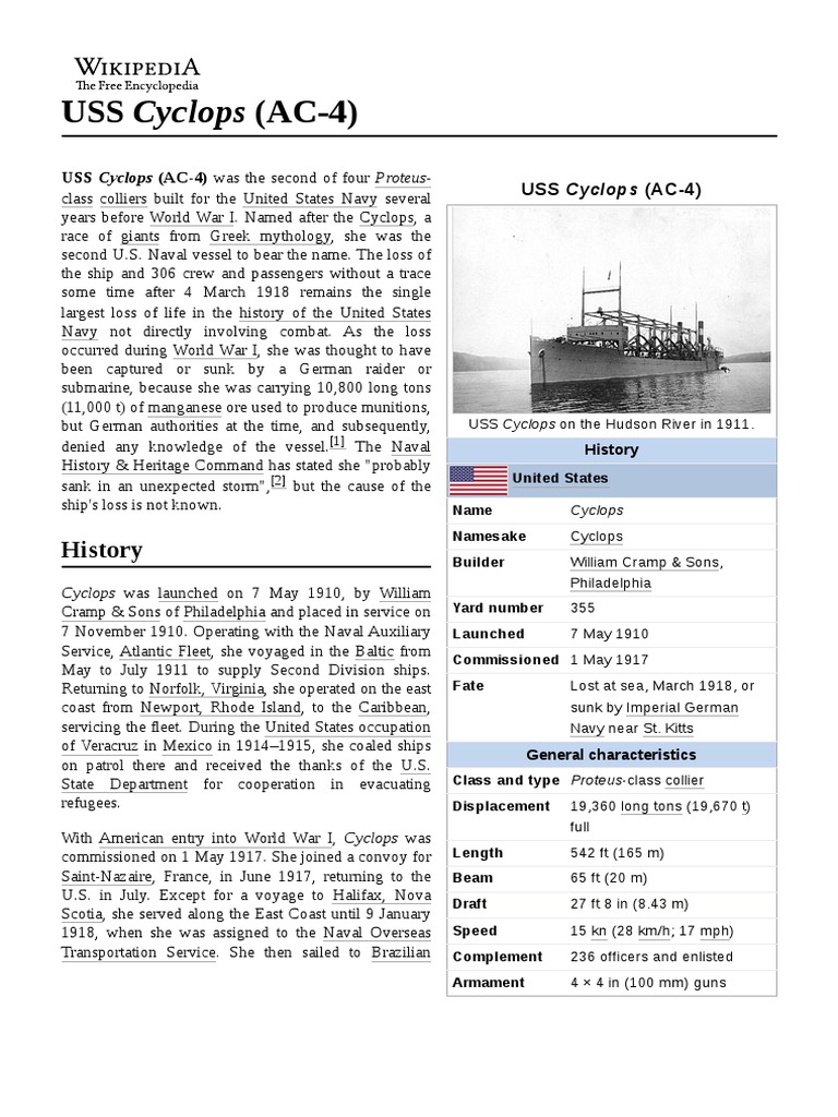 USS Cyclops (AC-4) | PDF | Ships | Shipping