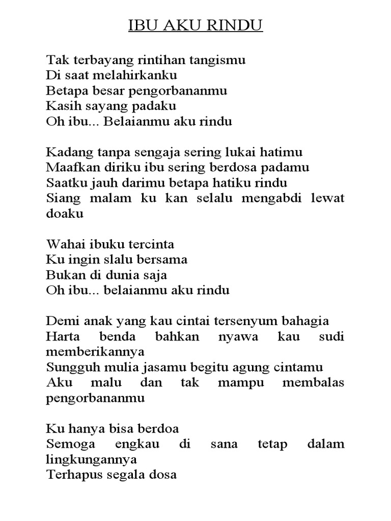 Ibu Aku Rindu | PDF