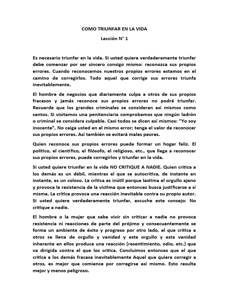 Como Triunfar en La Vida | PDF