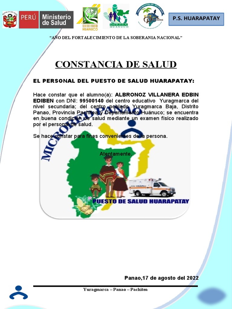 Constancia de Salud | PDF