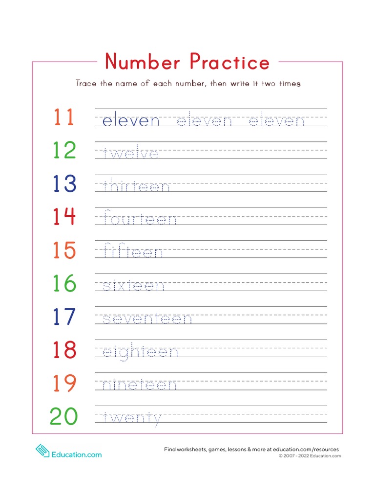 Number Practice: Eleven Eleven Eleven Twelve Thirteen Fourteen Fifteen ...