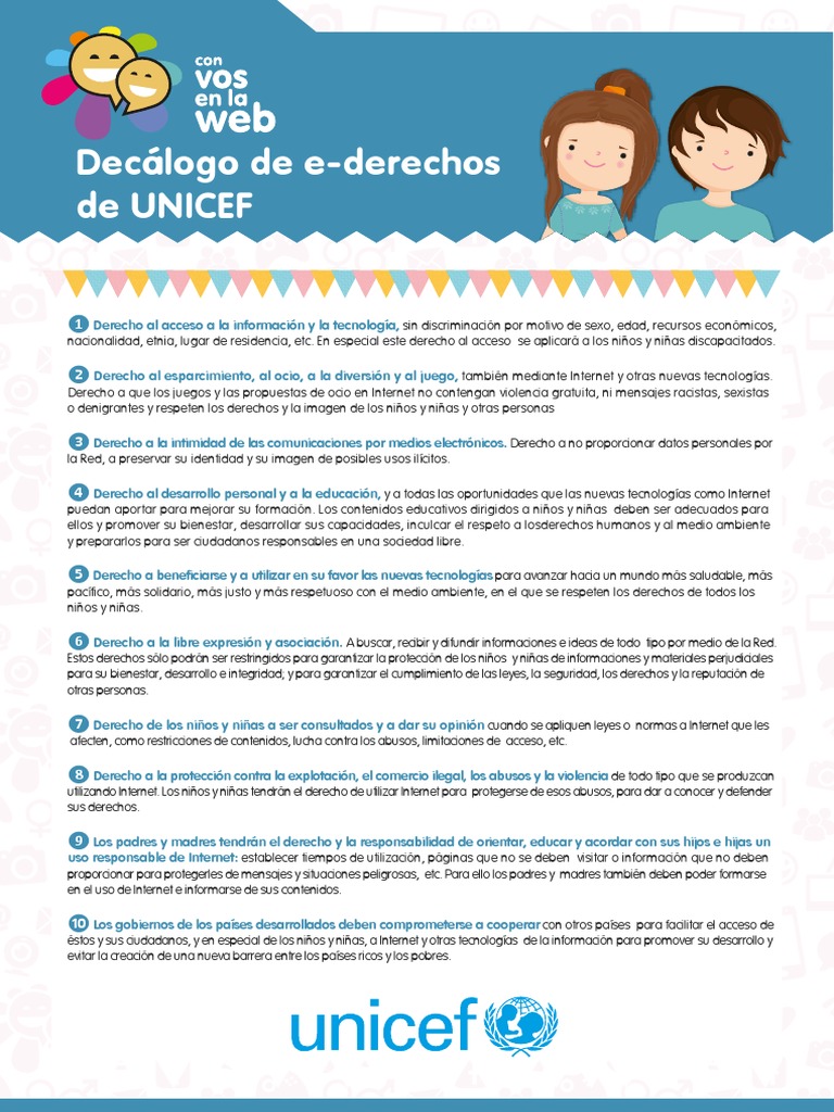 Decalogo de Derechos Unicef | PDF | Internet | Tecnología de ...