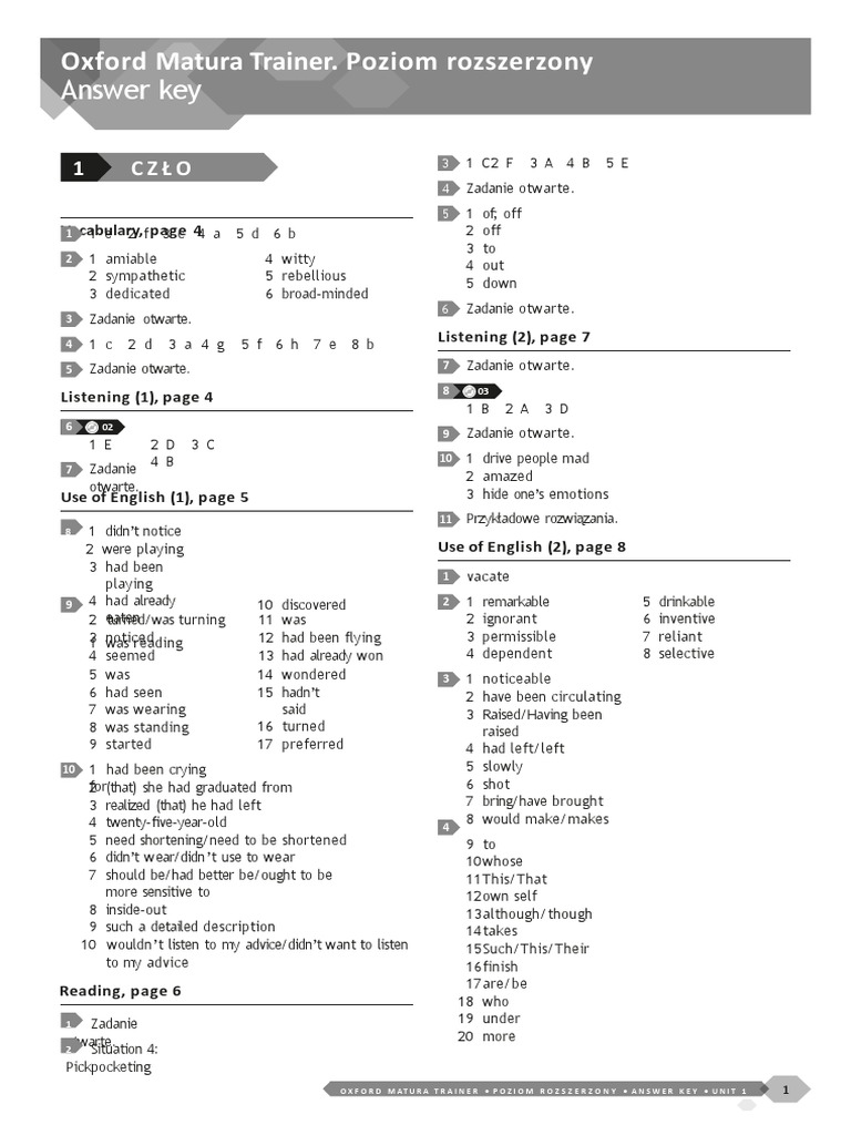 Oxford Matura Trainer Klucz Odpowiedzi | PDF | Banks | Argument
