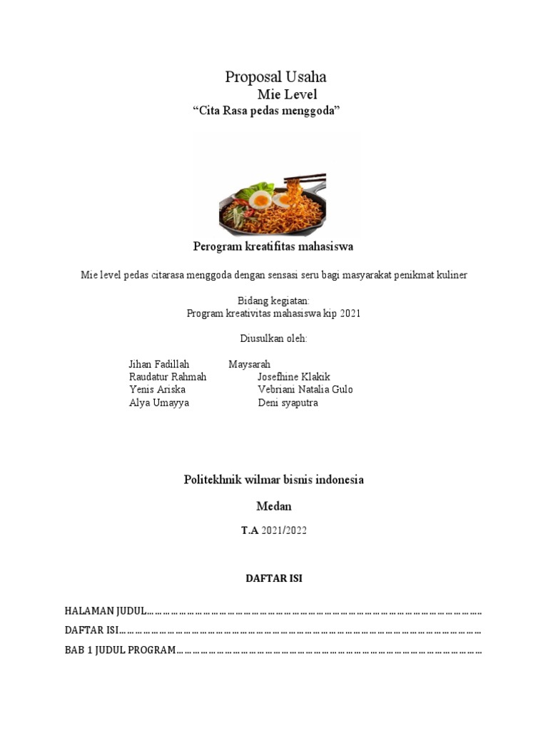 Proposal Usaha Mie Level - Copy 2 | PDF