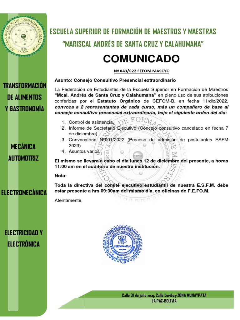 Consejo Consultivo ESFM Mariscal Andrés | PDF