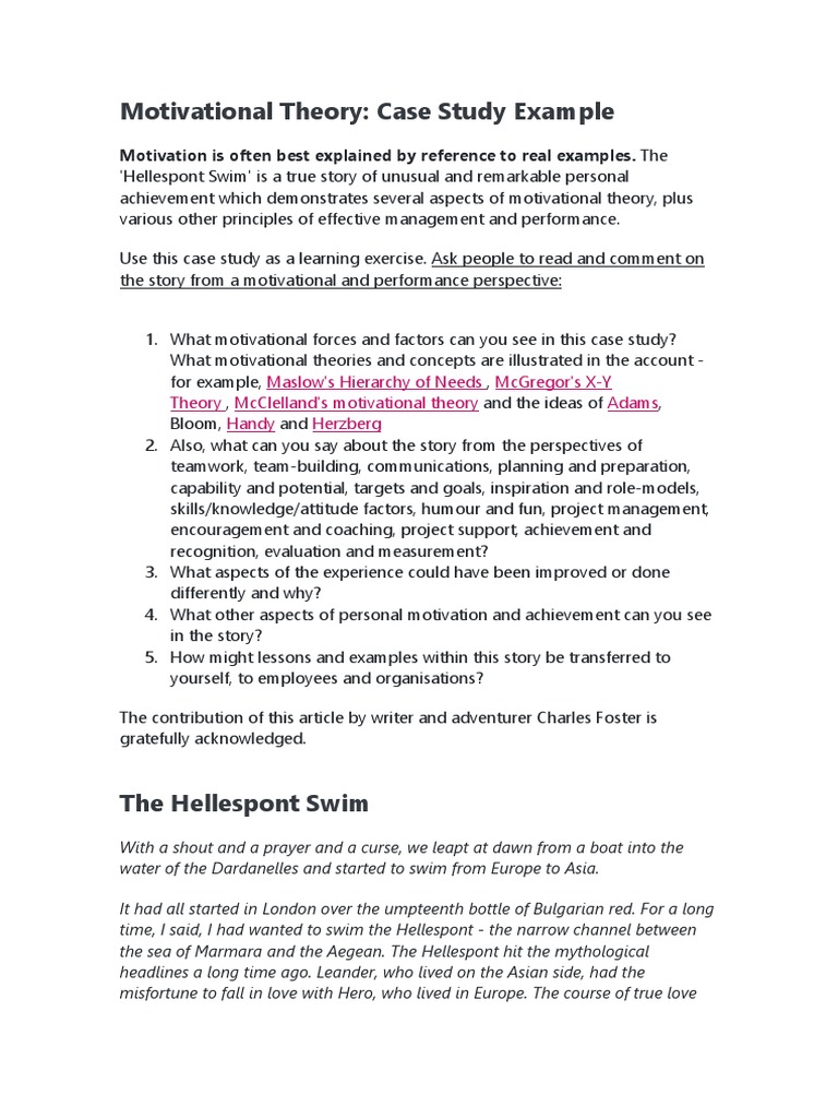 Motivational Theory - Case Study Example | PDF | Motivation | Motivational