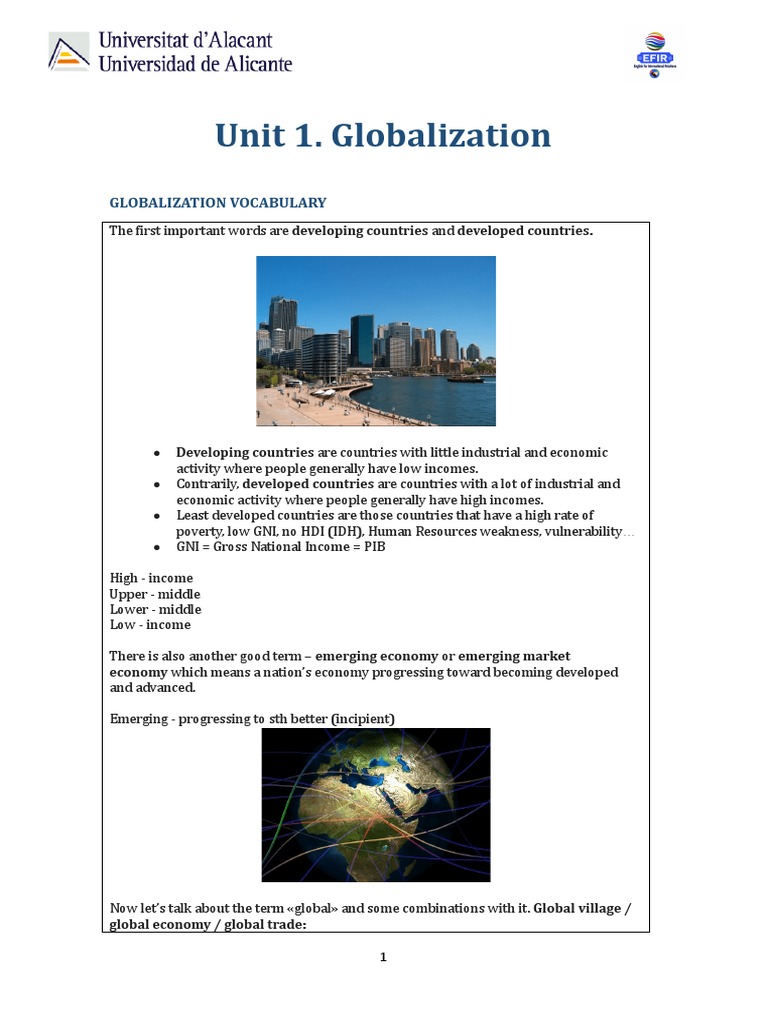 Unit 1. Globalization - Students | PDF | Dumping (Pricing Policy) | Globalization