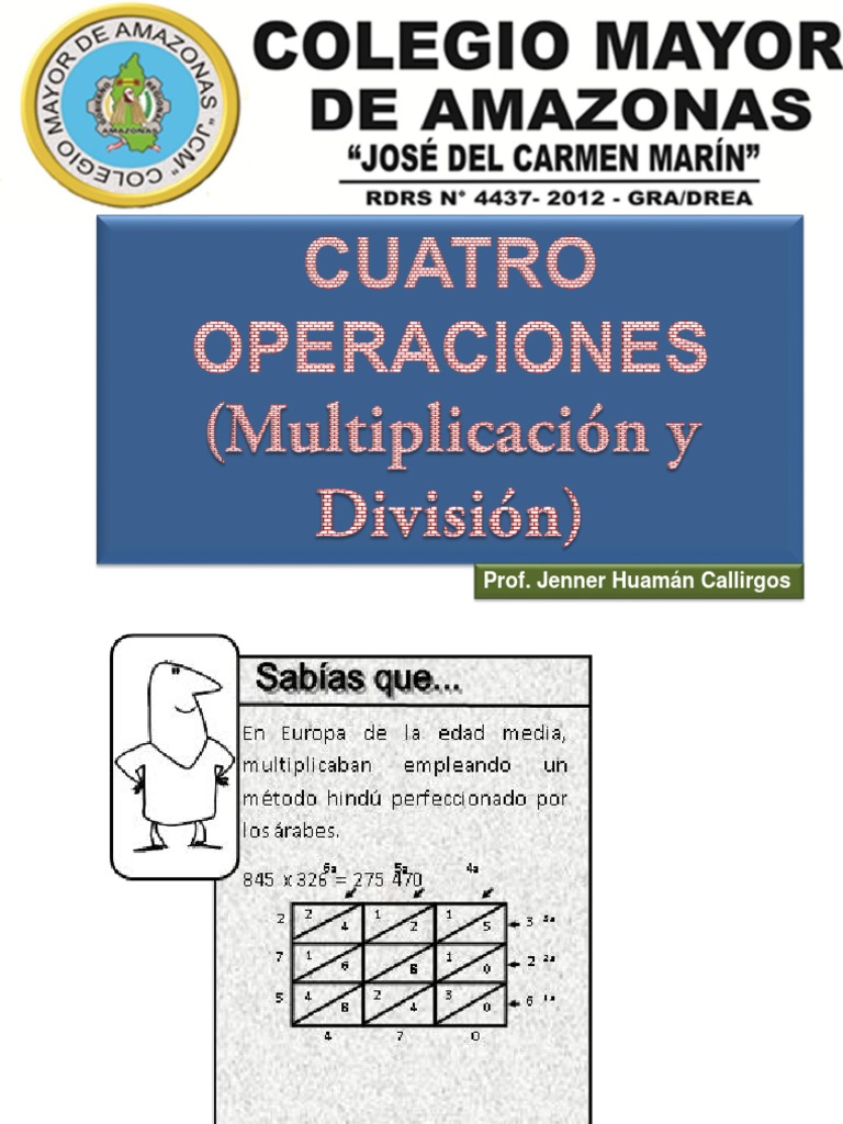 CuatroOperaciones (Multiplicacion y División) | PDF | División ...