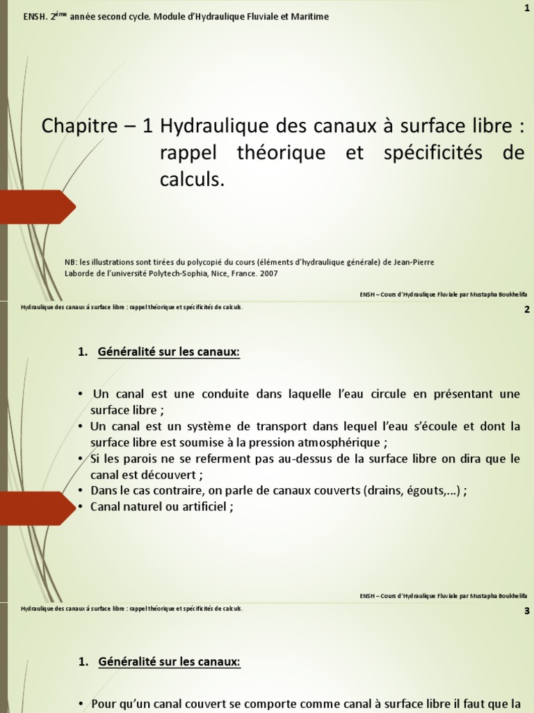 Hydraulique Fluviale Avancée | PDF | Génie hydraulique | Dynamique ...