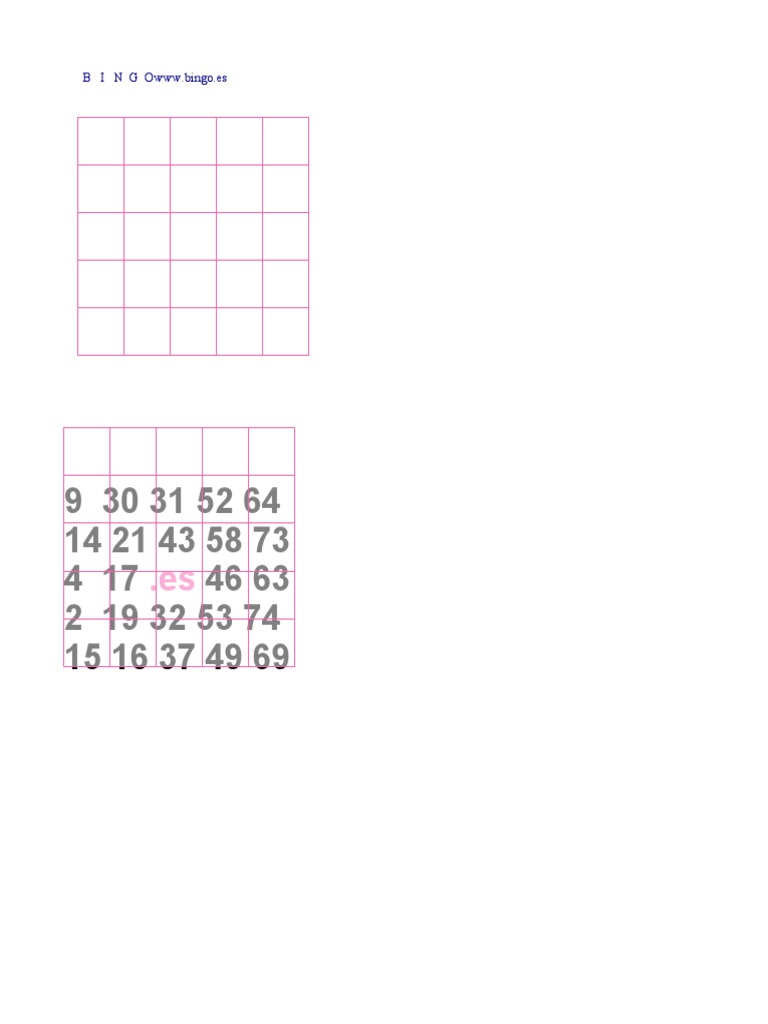Cartones Bingo 75 Bolas | PDF