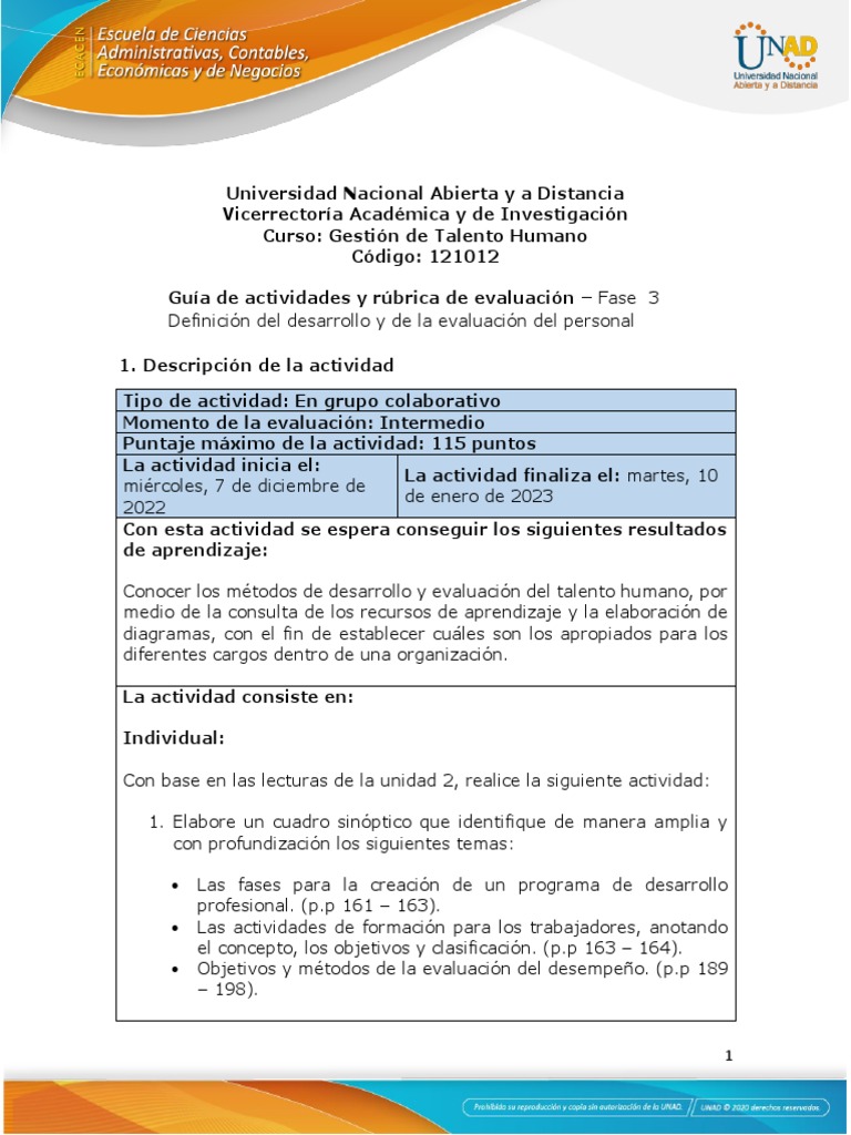 Guía de Actividades y Rúbrica de Evaluación - Unidad 2 - Fase 3 - Definición Del Desarrollo y de ...