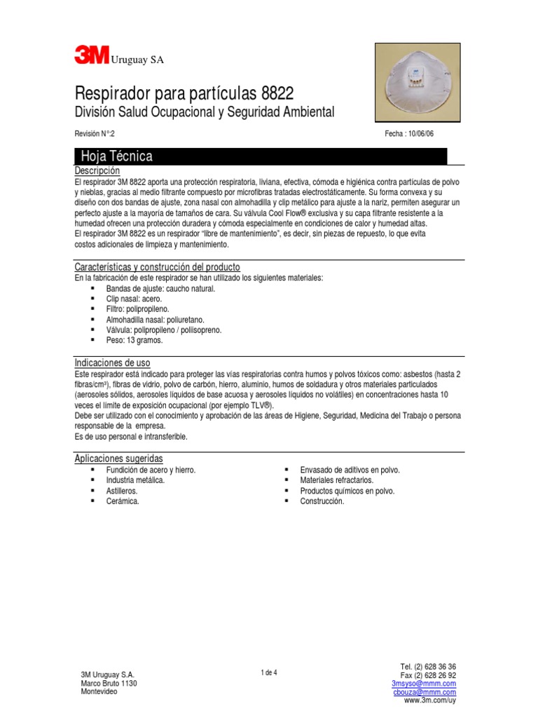 Ficha Tecnica de Mascarilla Contra Humo | PDF | Seguridad y salud ...