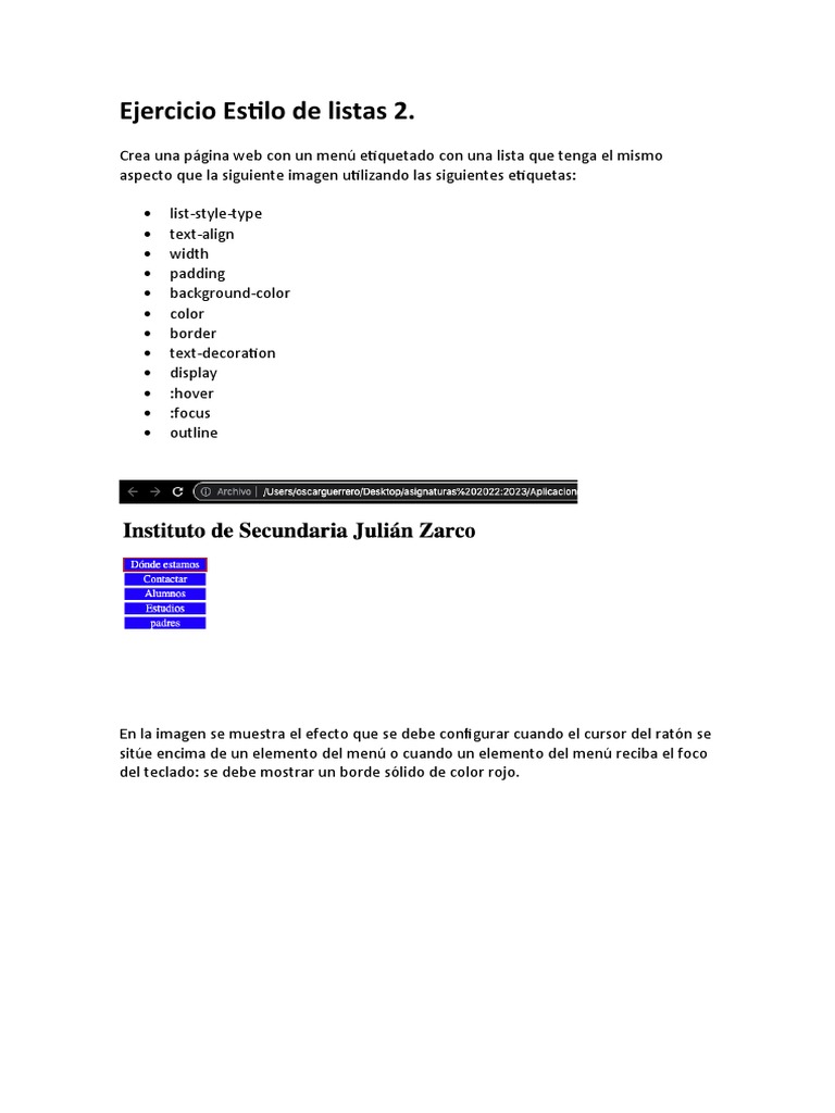 Ejercicio Estilo de Listas 2 | PDF