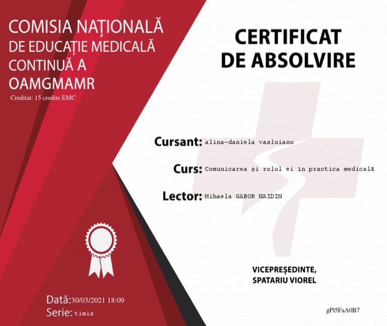 Certificat de Absolvire A Cursului | PDF