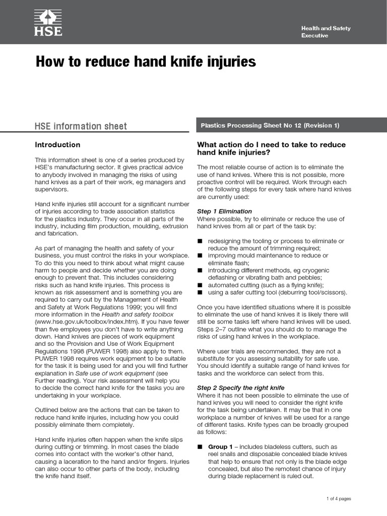 Ppis12-How To Reduce Hand Knife Injuries | PDF | Knife | Personal ...