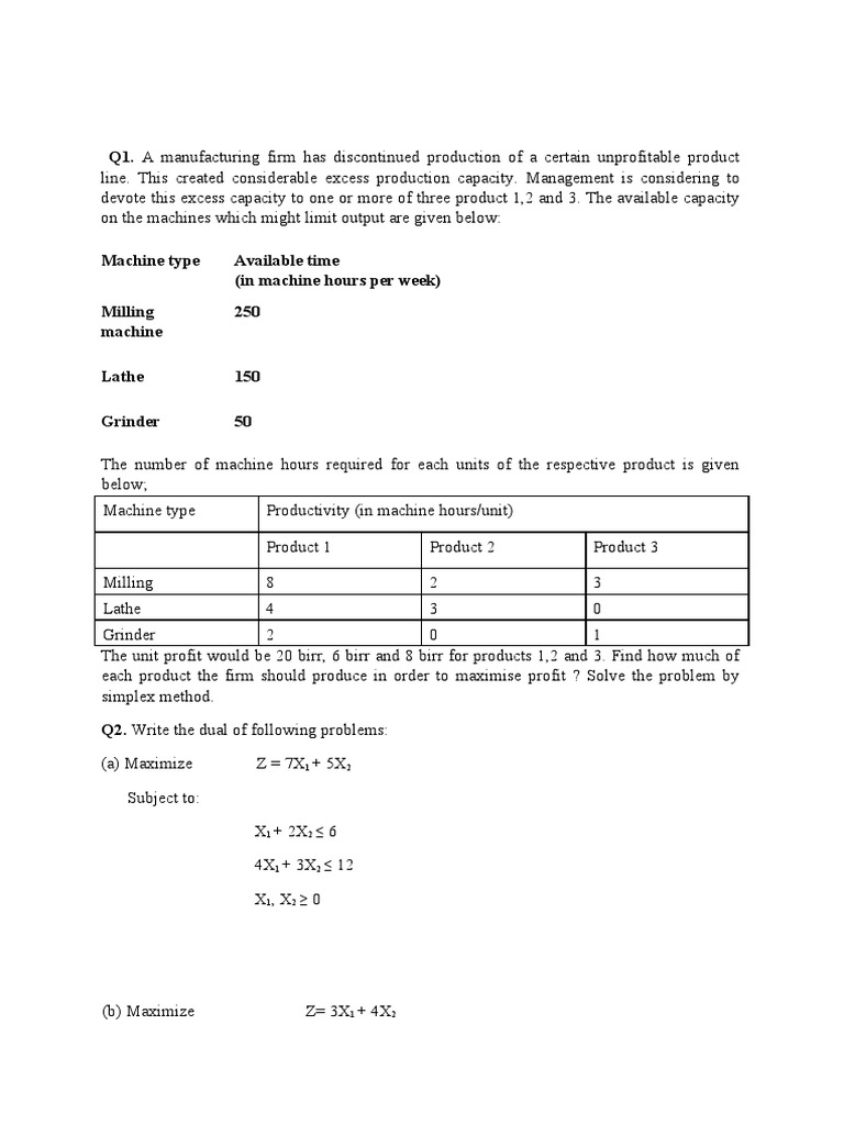 Maximizing profit by producing optimal quantities of 3 products using simplex method | PDF ...