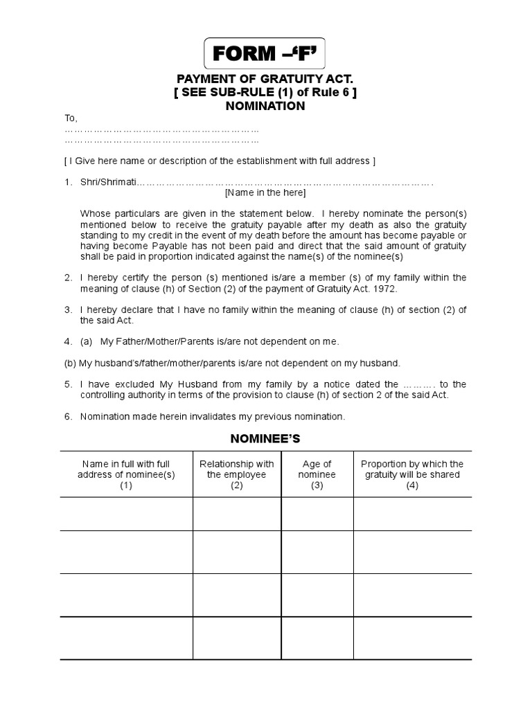 Gratuity Form F | PDF | Government | Justice