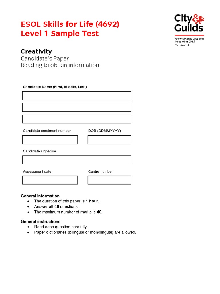 Creativity - l1 - Reading - CP - Sample - v1.0 Reading Level 1 | PDF ...