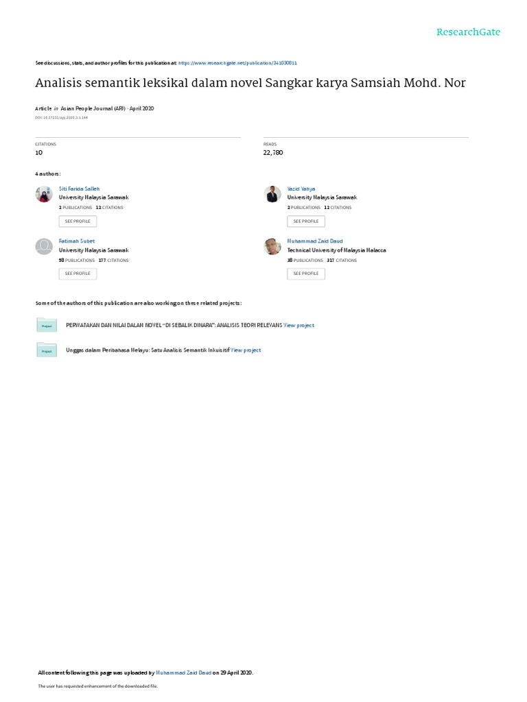 Analisis Semantik Leksikal Novel Sangkar | PDF | Lexical Semantics | Semantics