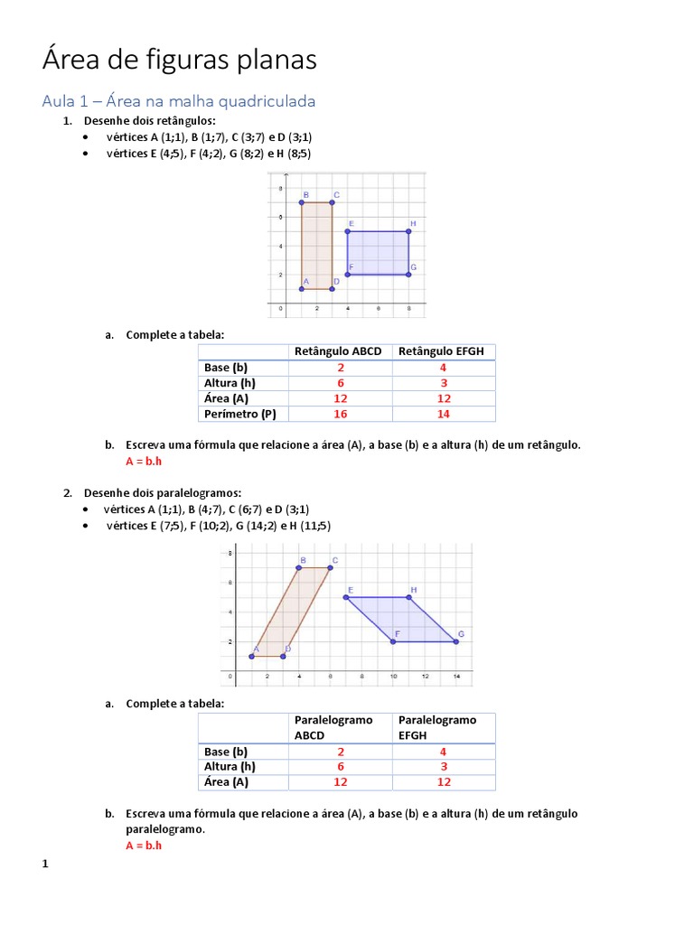 Microsoft Word - Area Figuras Planas | PDF | Triângulo | Geometria