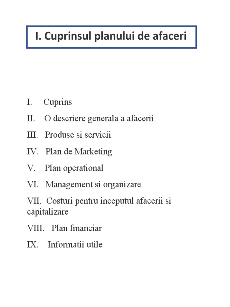 Plan de Afacere | PDF