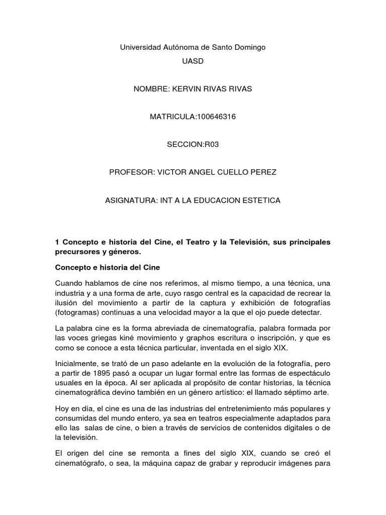 Unidad 3. El Cine y El Teatro | PDF | Guión | Teatro