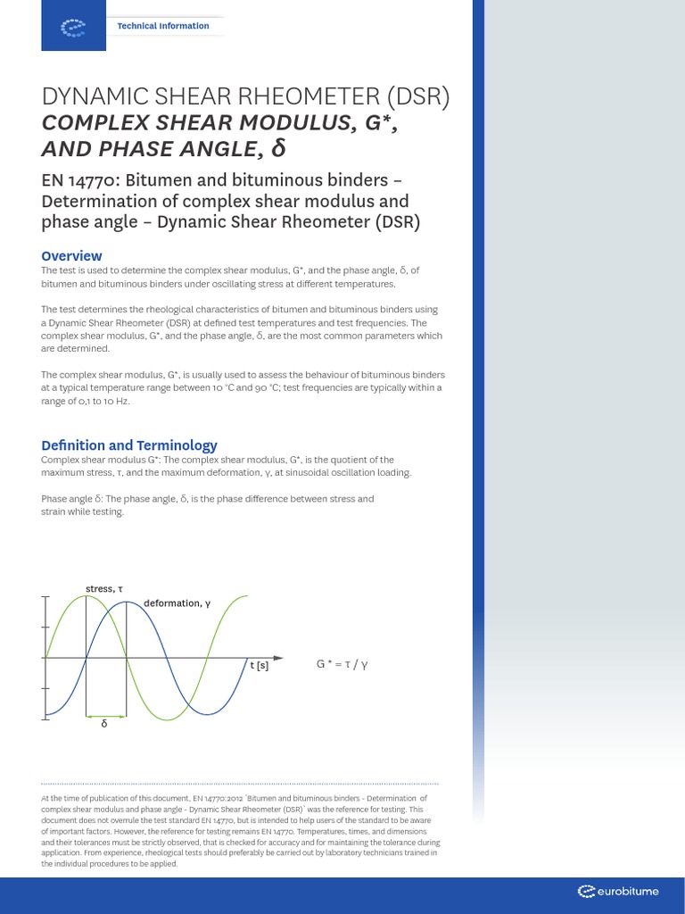 DSR Testing for Bitumen Properties | PDF | Viscoelasticity | Young's ...