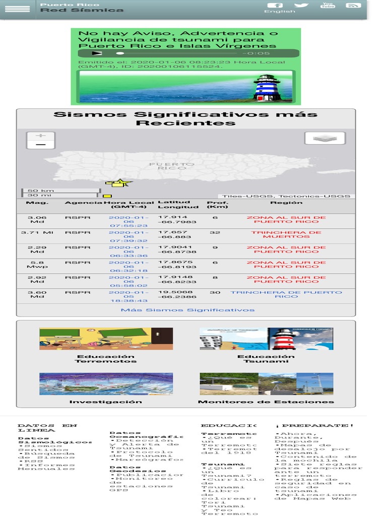 Un resumen de la actividad sísmica reciente en Puerto Rico y las Islas ...
