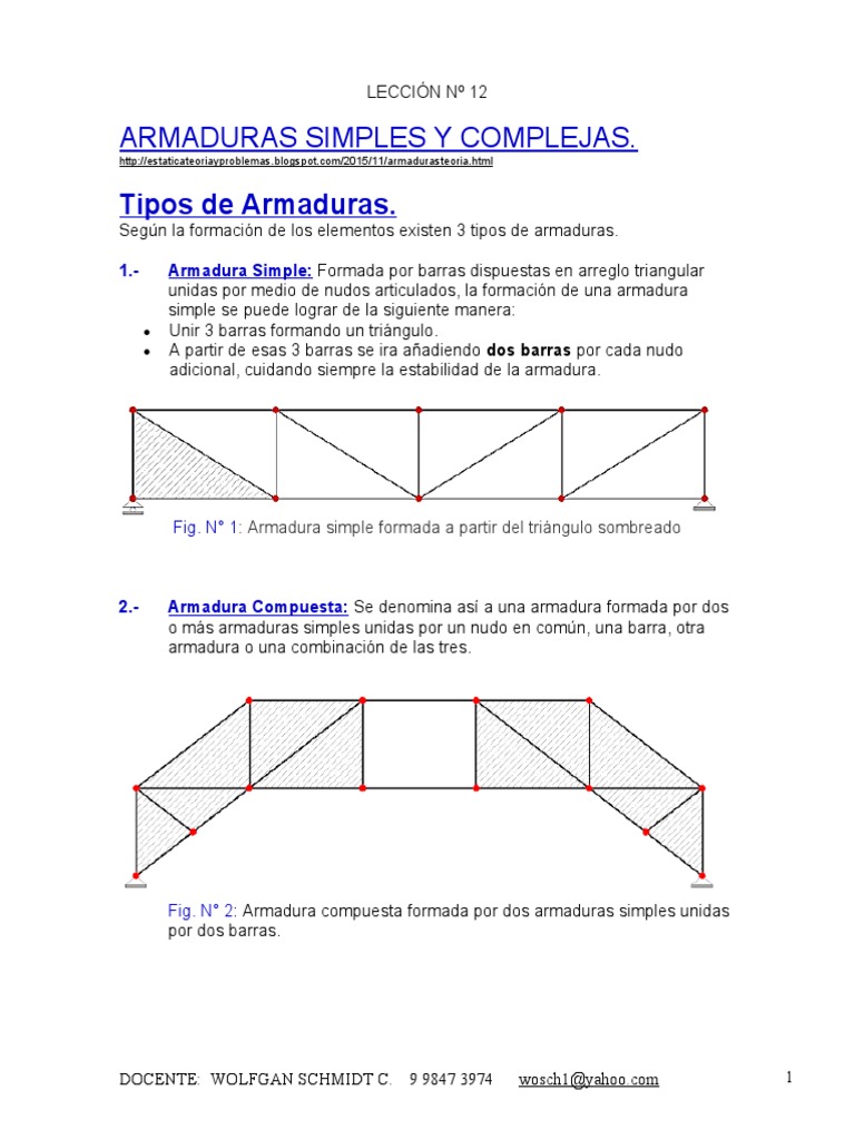 Leccion #12, Armaduras Simples y Complejas | PDF | Braguero | Ingeniero civil