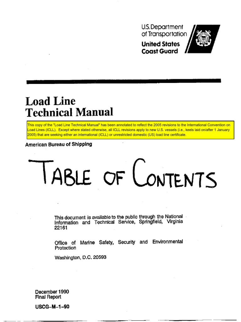 Coast Guard - Loadline Technical Manual | PDF
